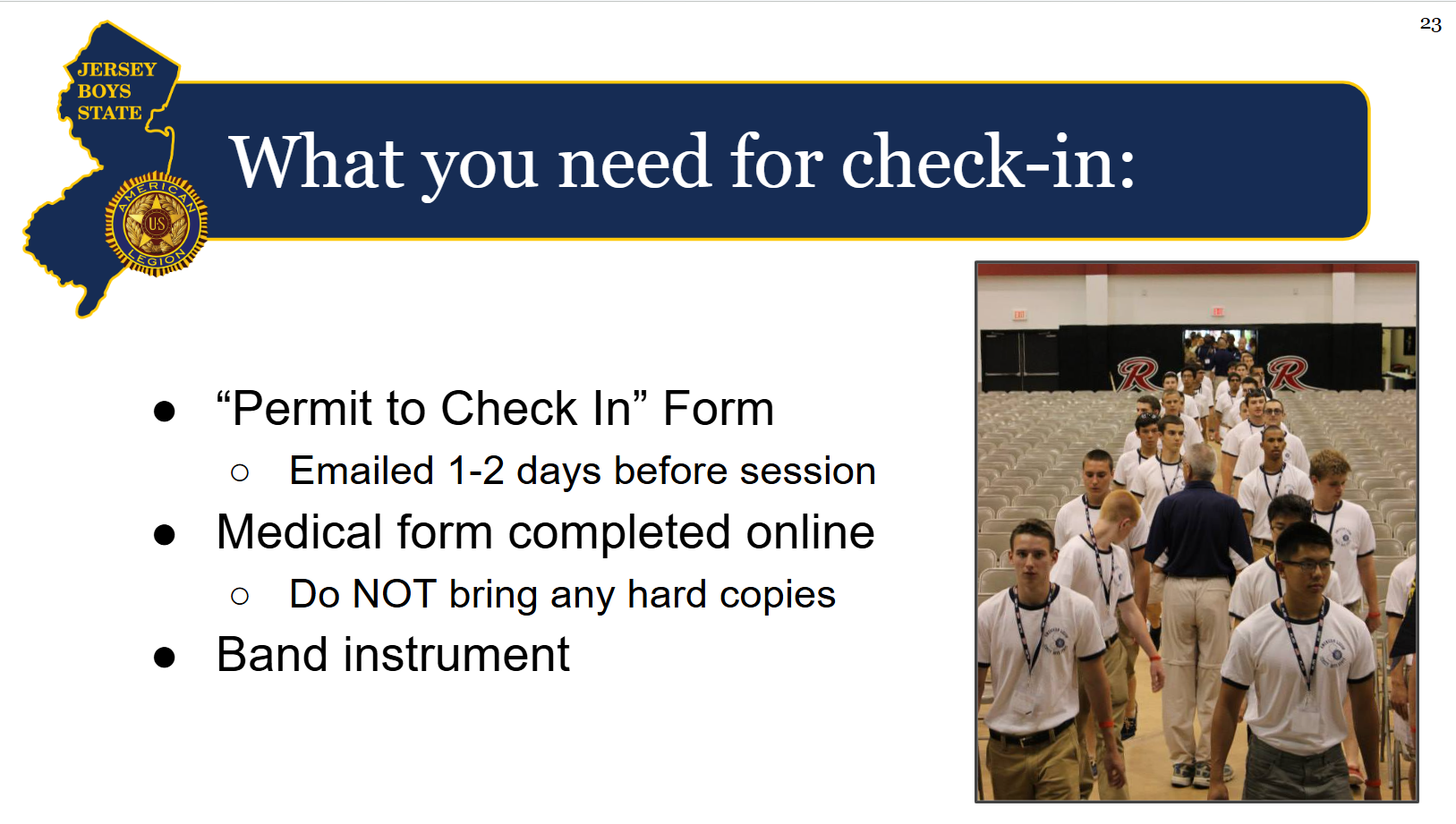 Check-in info – American Legion Jersey Boys State